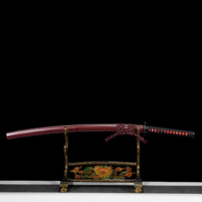 Katana acier de damas rouge et noir | Katana